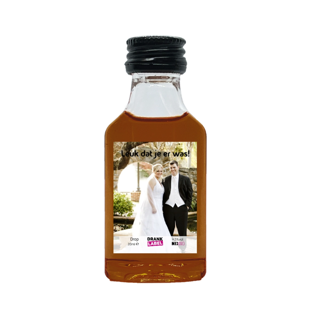 Drop shotjes Bruiloftbedankje - DrankLabel